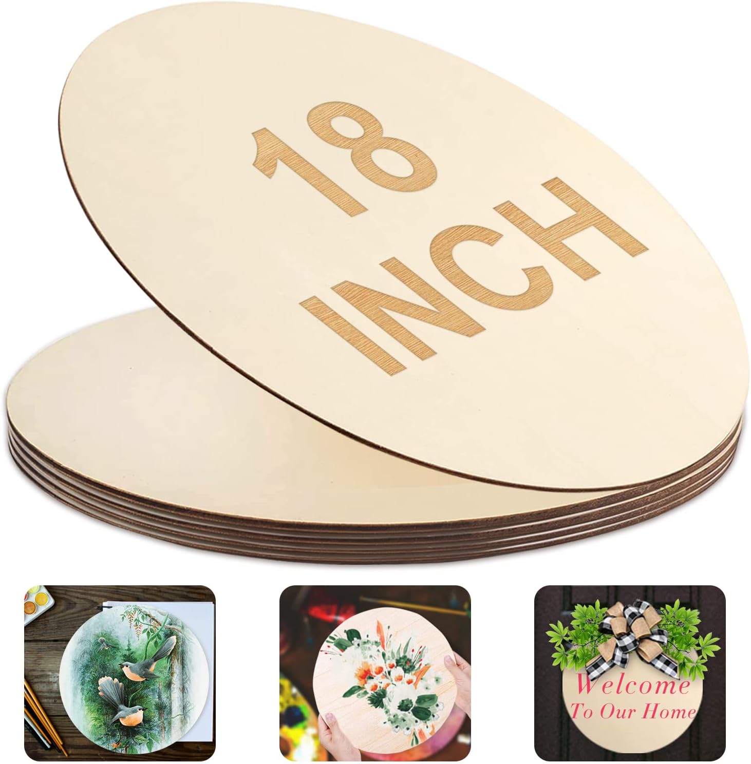 Amazon.com: Round Wood Discs for Crafts, Audab 5 Pack 14 Inch Wood ...