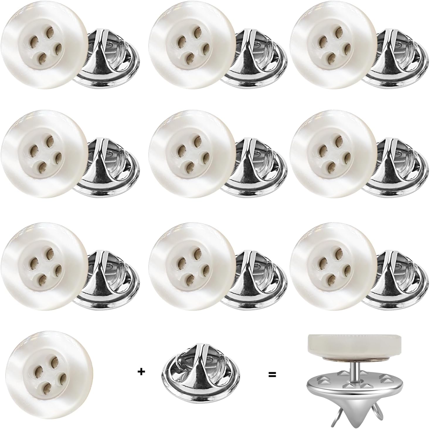 Amazon.com: ZLMCUJE 10 Set 11.5mm/0.45" No Sewing White Shirt Buttons 4 ...