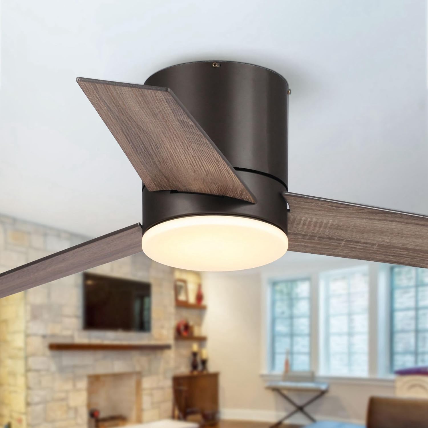 Amazon.com: Vaczon 48 Inch Black Low Profile Ceiling Fan with Light ...