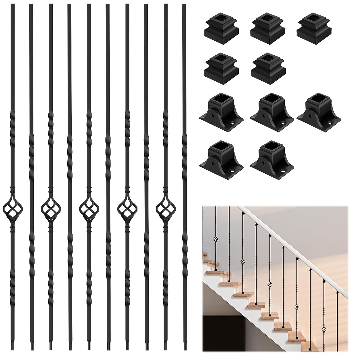 10 Pack Iron Balusters for Staircases and Decks-Decorative Metal ...