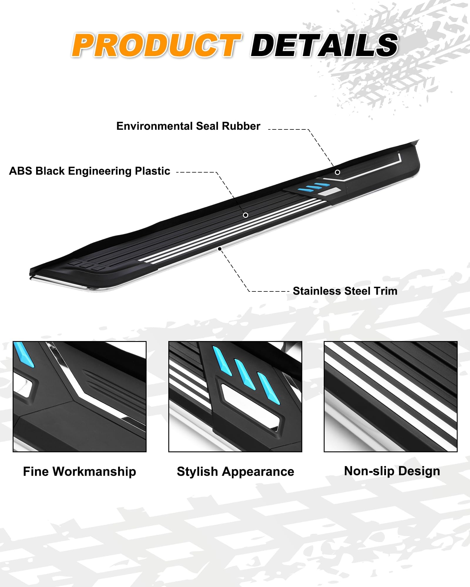 Snailfly Running Board Side Step Fit for Hyundai Santa Cruz 2021-2024 ...