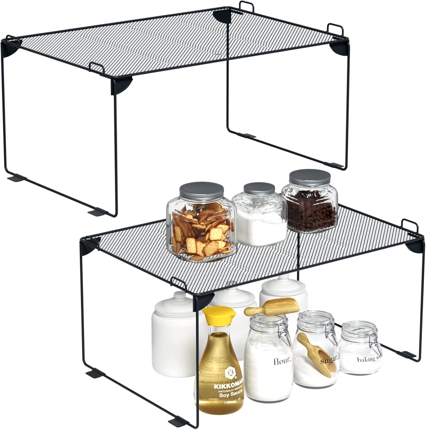 Amazon.com: Neudeco Stackable Cabinet Shelf Organizer - 2 Pack Metal ...