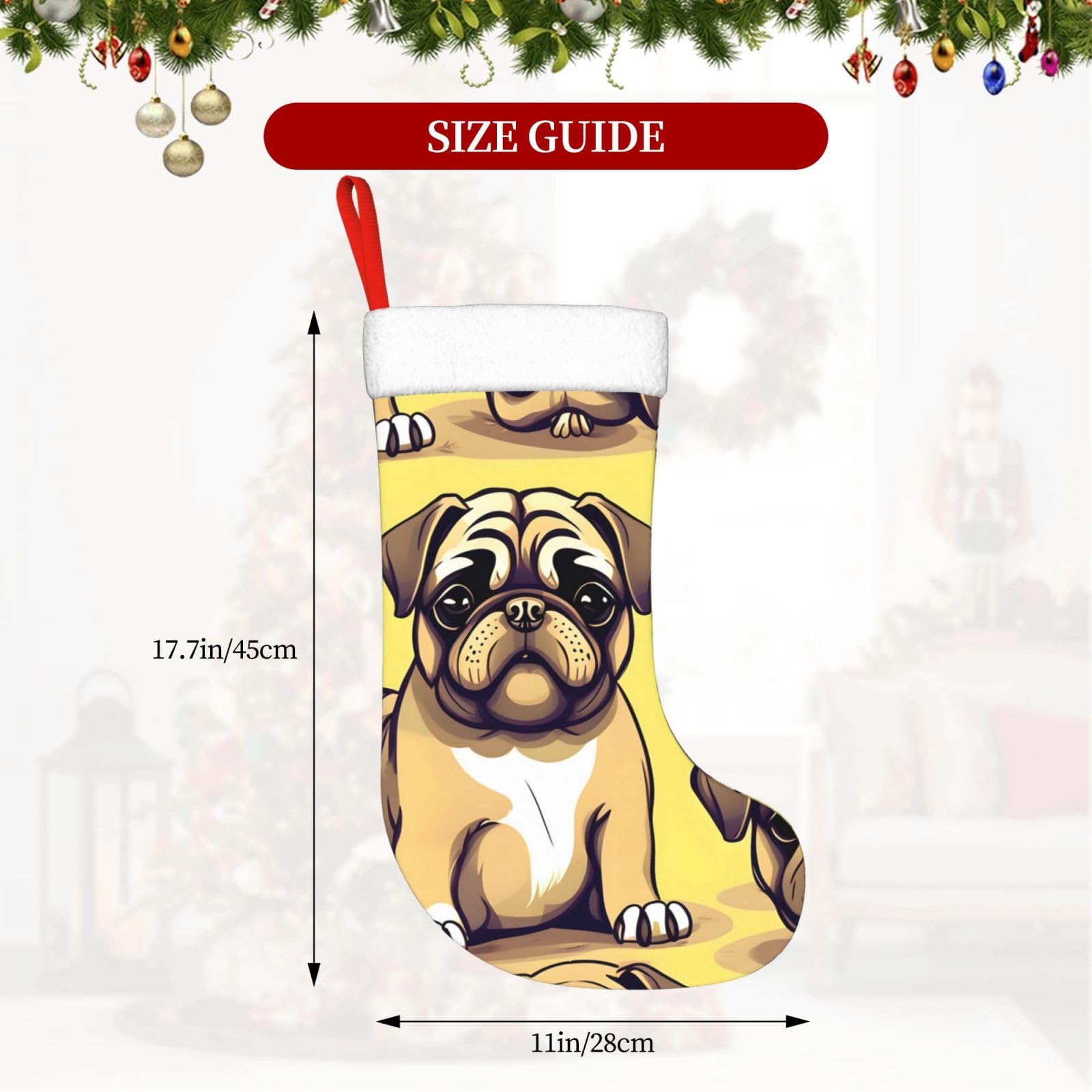 Grappige Kerst Mopshonden MQGMZ Grappige Cartoon Mopshond Puppy Hond