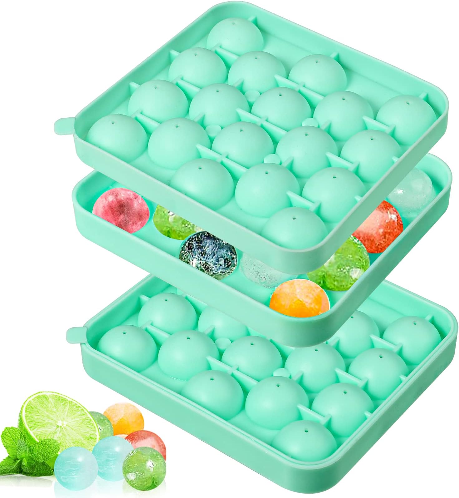Round Ice Cube Trays with Lid and Storage - Small Circle Ice Maker ...