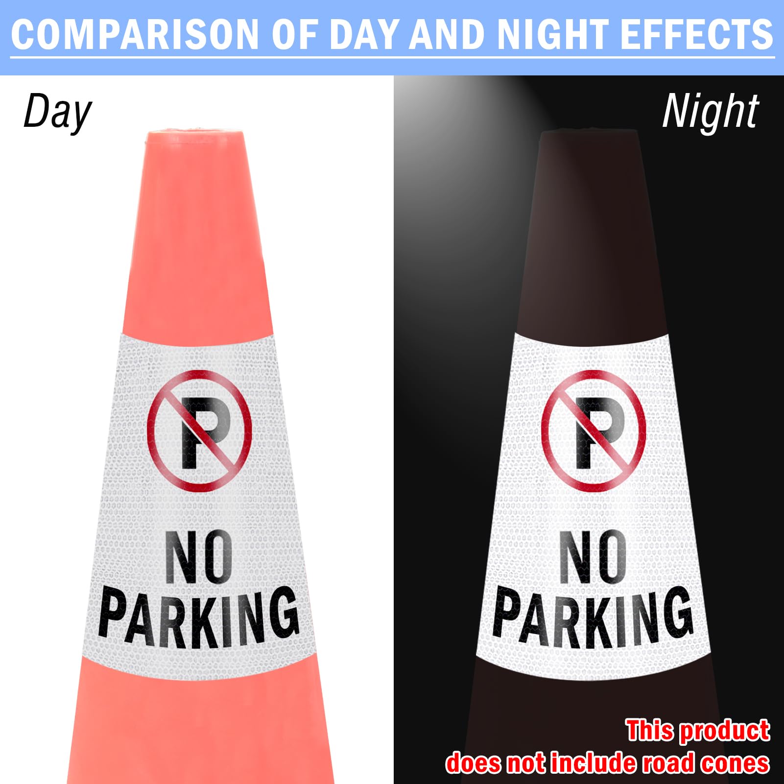 Snapklik.com : 4 Pack No Parking” Message Collars Cone Sleeve, Bright ...
