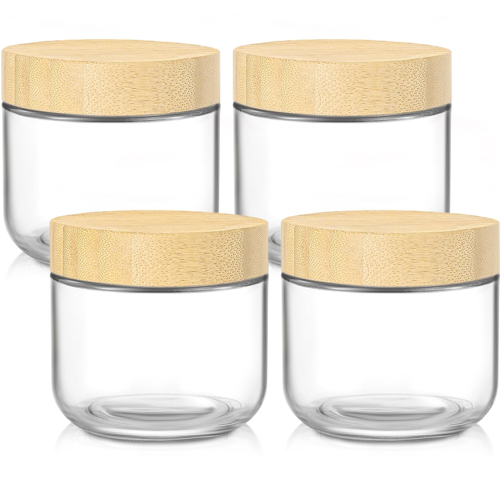 Amazon.com: DRKIO 10 Oz Overnight Oats Containers with Bamboo Lids - 4 Pack Glass Storage Jars ...