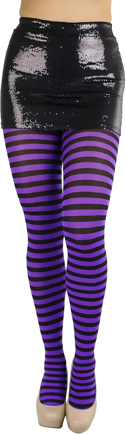 ToBeInStyle Women's Nylon Horizontal Striped Tights at Amazon Women’s ...