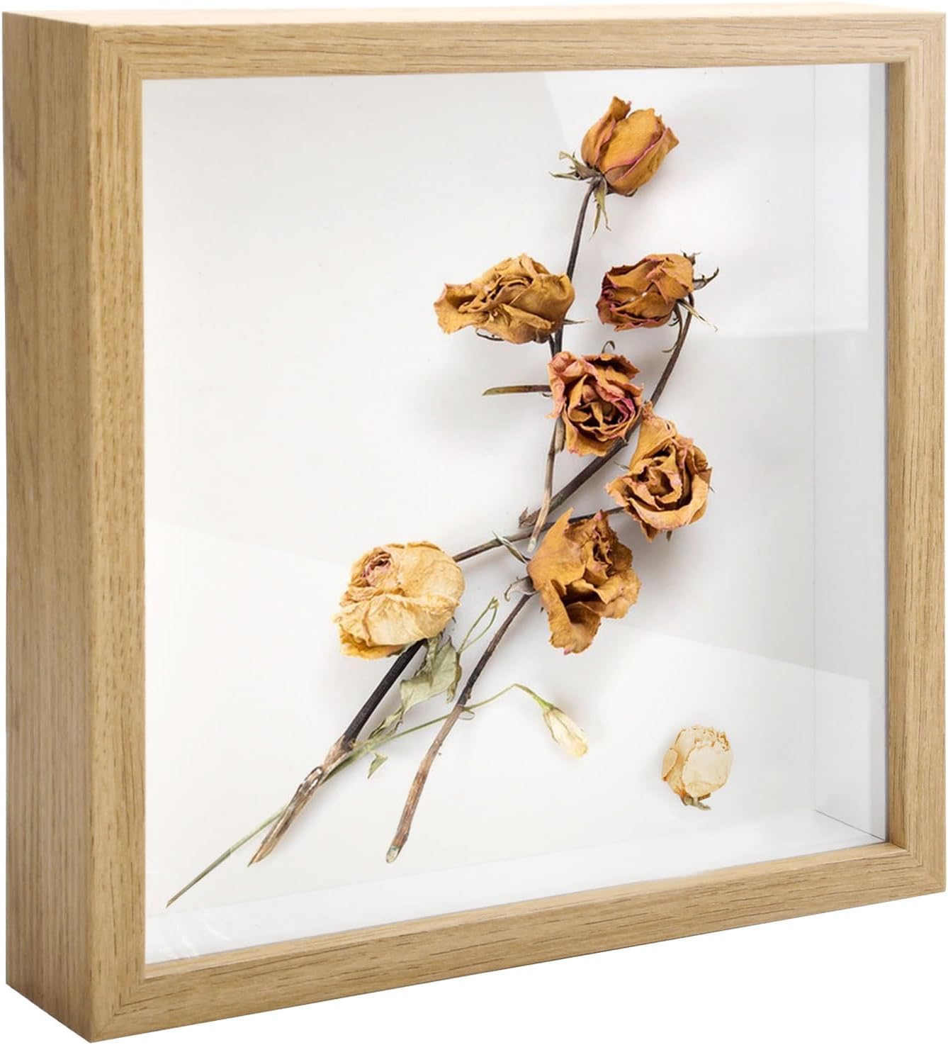 DAWRIS 3D Log Color Shadow Box 20x20 cm Picture Frame Wooden Deep Box ...