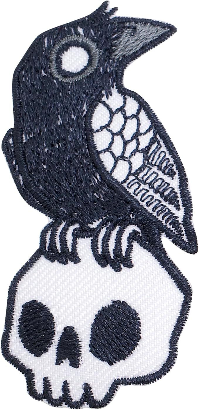 Amazon.com: pipomama Crow on Skull Iron On Patches for Clothing ...