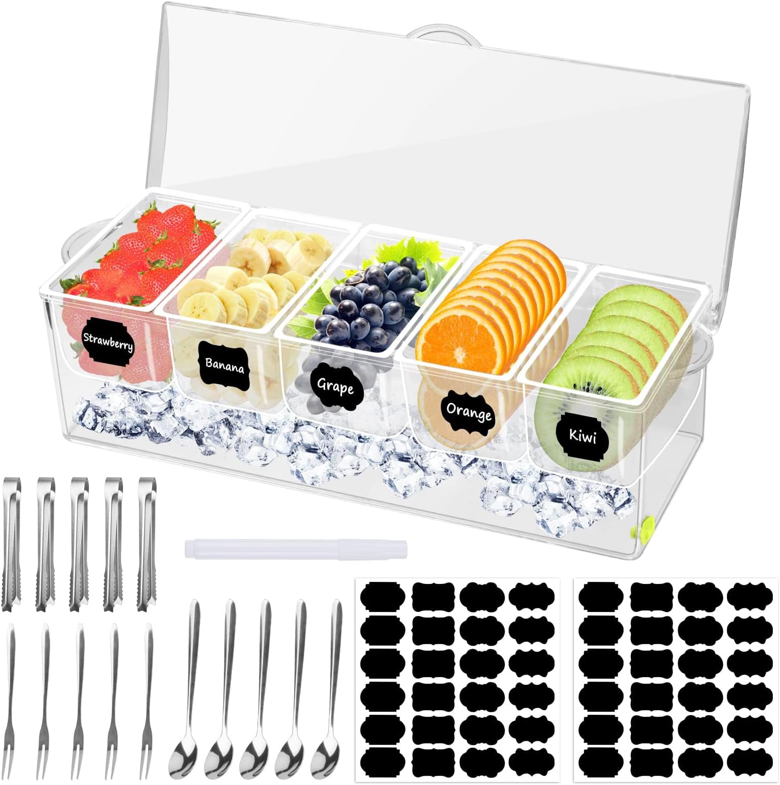 Amazon.com: Tebery Large Black Ice Cooled Condiment Serving Container ...