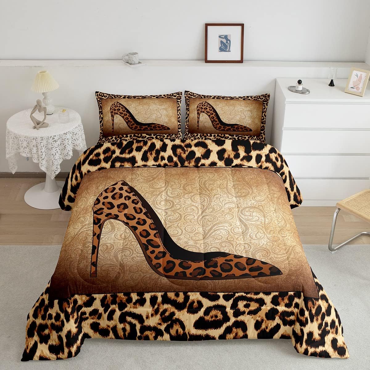 Amazon.com: Castle Fairy Leopard Print Comforter Set Queen Size ...