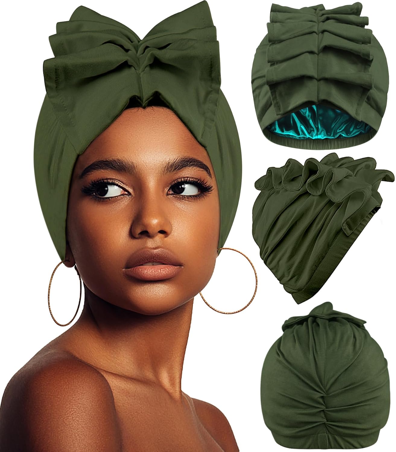 Babalet Stretch Turban Hats for Women - African Double-Layered ...
