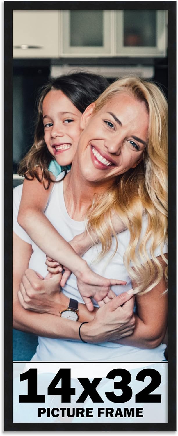 Amazon.com - CountryArtHouse 14x32 Frame Black Solid Pine Wood Picture ...