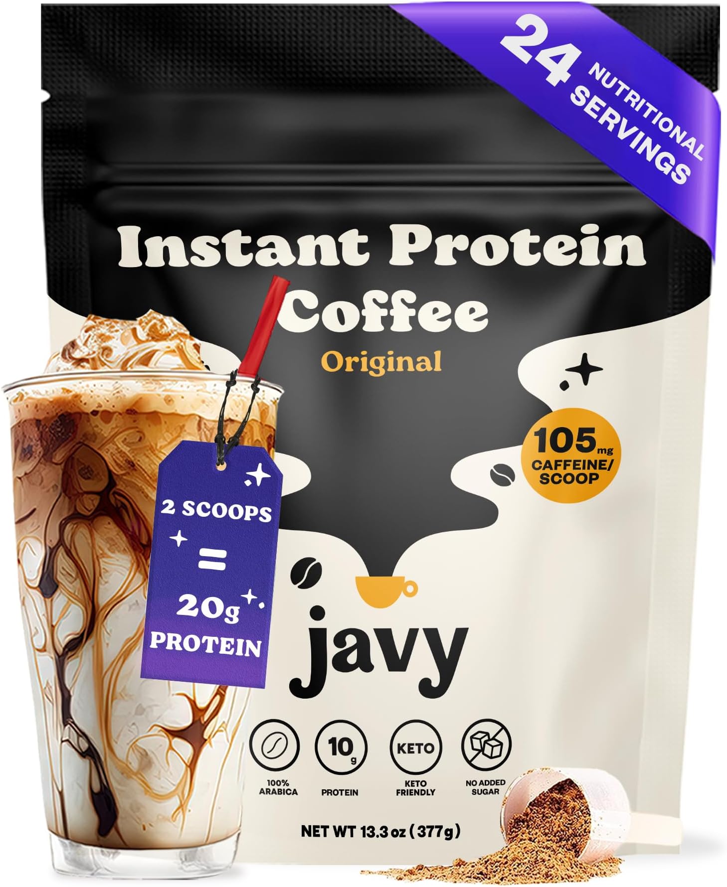 Amazon.com : Javy Instant Coffee Protein Coffee - Premium Whey Protein ...