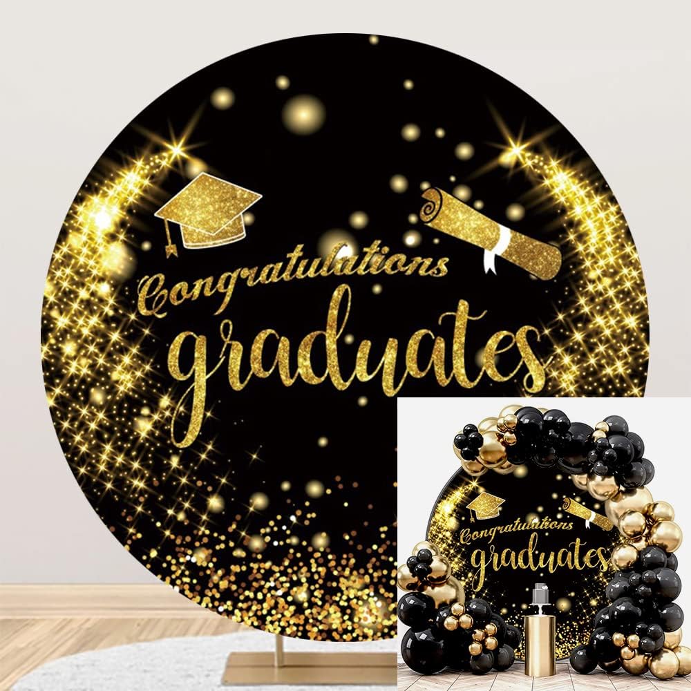 Amazon.com : OERJU 7.2x7.2ft Graduation Round Backdrop Cover Bachelor ...