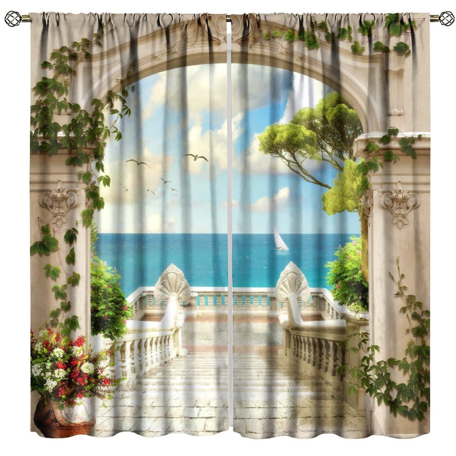 Italian Style Kitchen Curtains Amazon.com: Beach Kitchen Curtains,