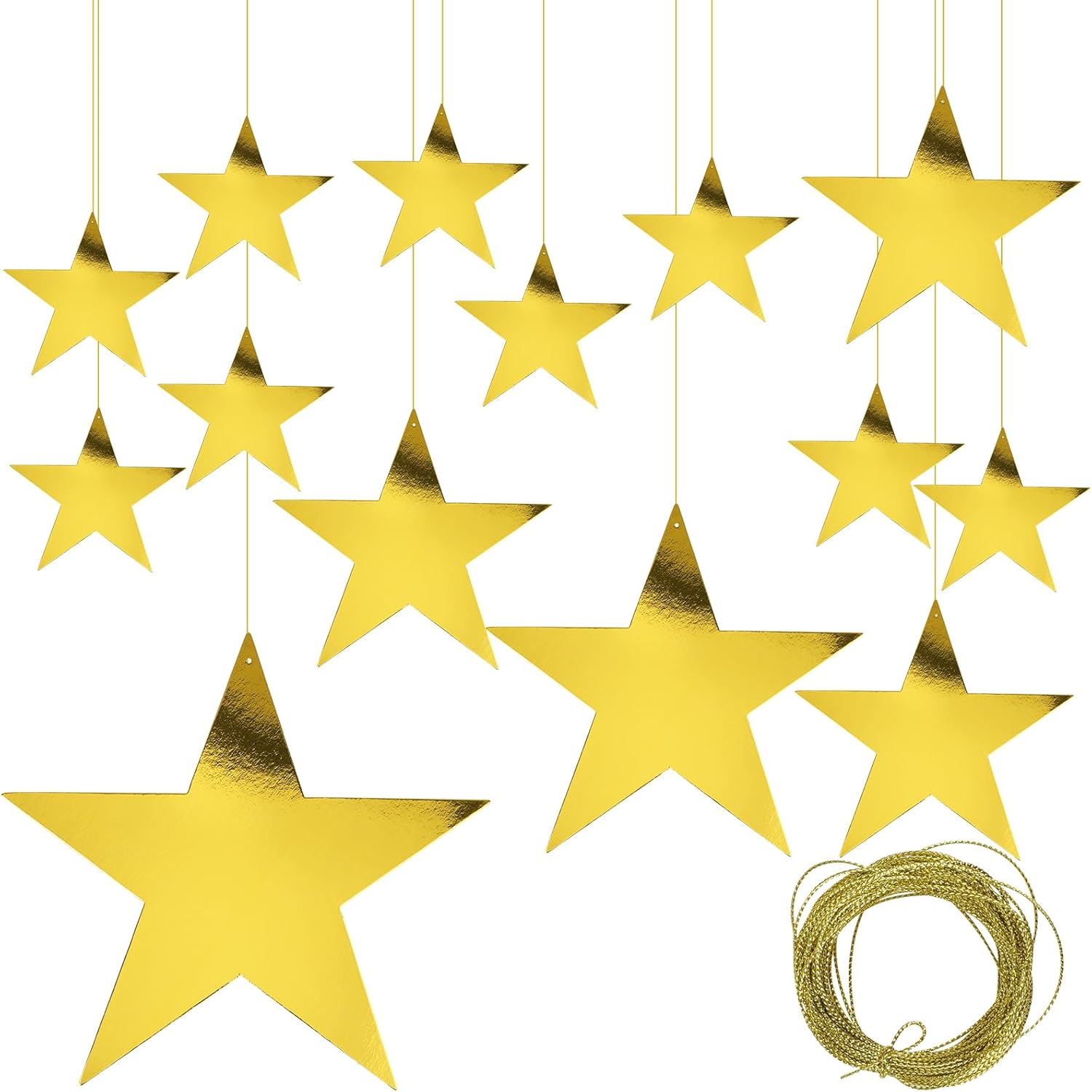 Amazon.com: 48Pcs Gold Stars Cutouts Gold Hanging Stars Decorations ...