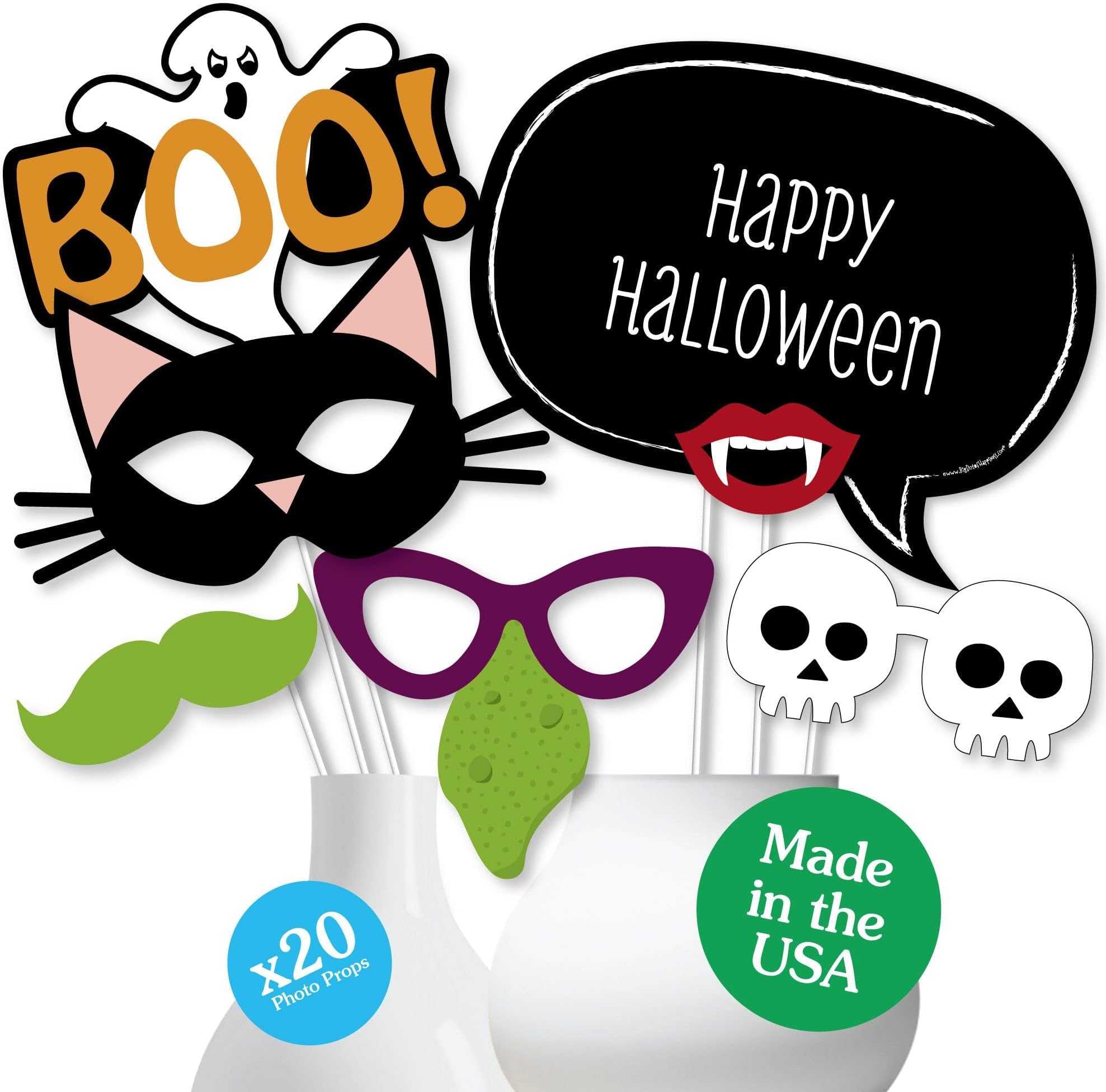 Amazon.com: 48 Pieces Halloween Photo Booth Props Kit Scary DIY ...