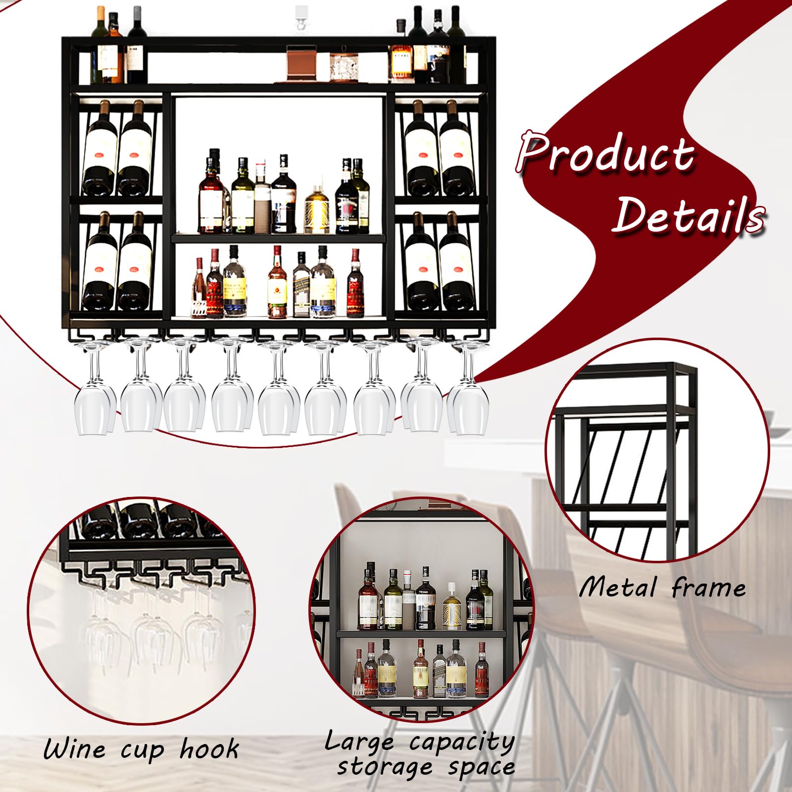 Snapklik.com : RAJYQODIS Large Wine Rack Wall Mounted Solid Wood DIY ...