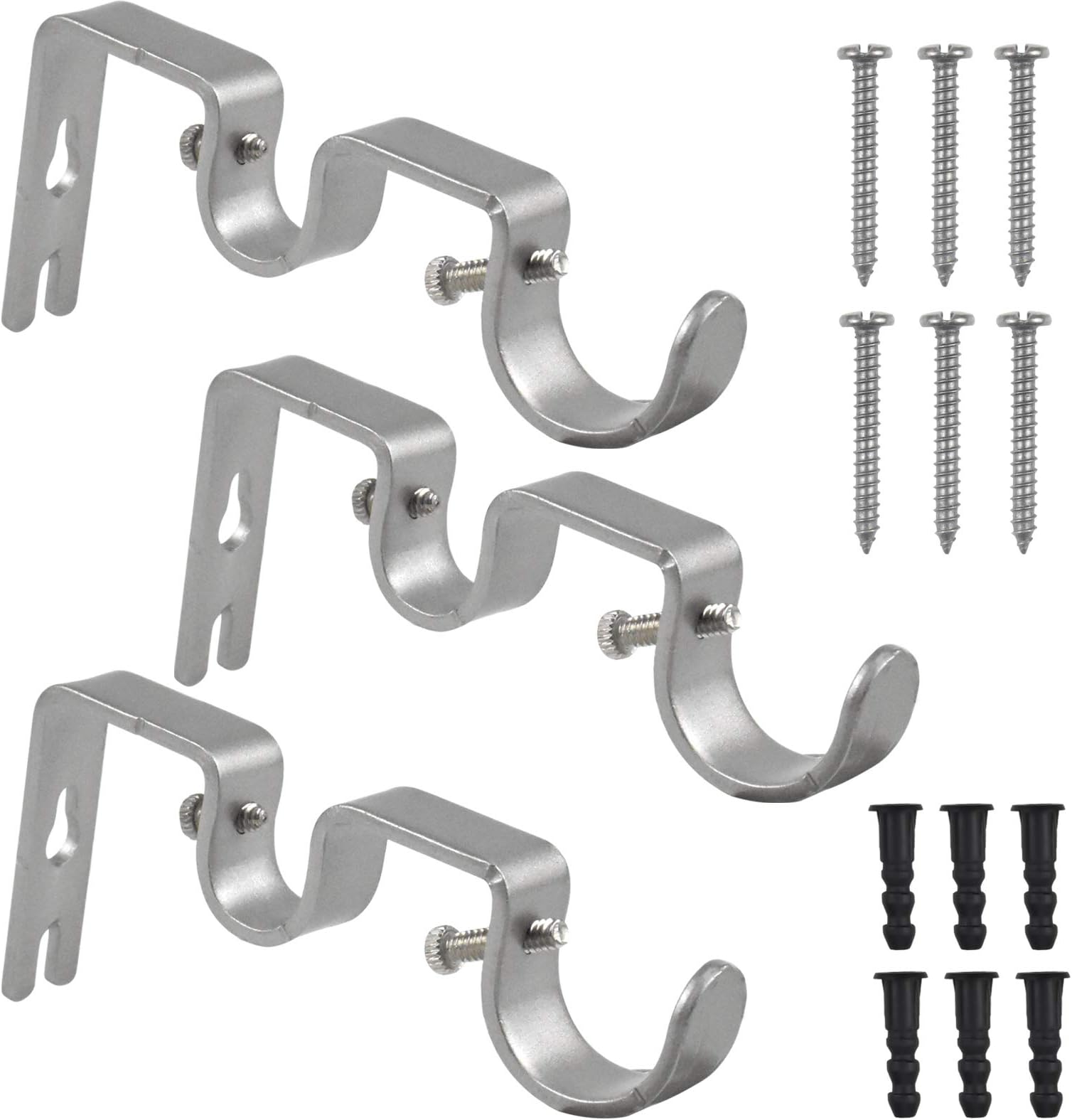 3pcs Supports de Tringle à Rideaux Double, Robustes Mural Support de ...