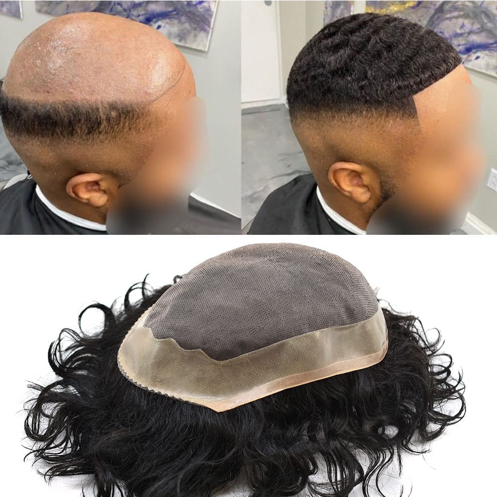 Amazon.com : Man Weave Hair Unit Afro Toupee for Black Men Durable Fine ...