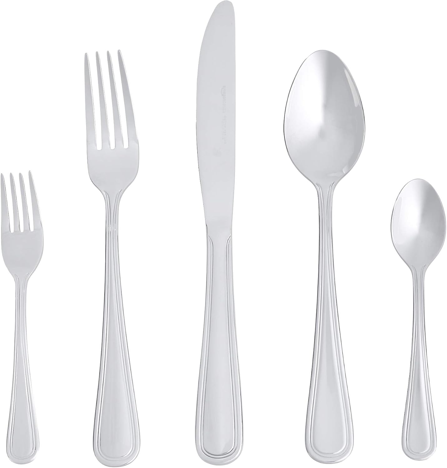 Amazon Basics 20-Piece Stainless Steel Crown Flatware Set, Service for ...
