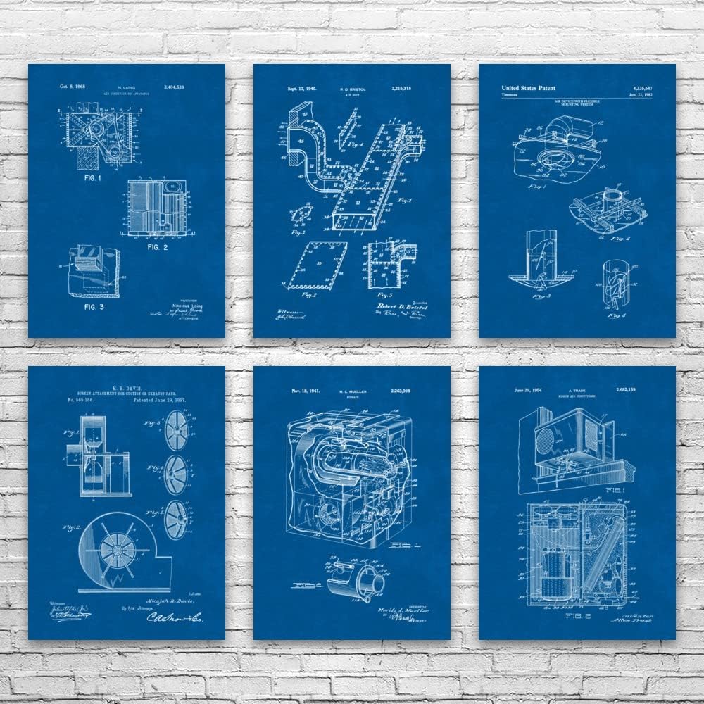 Amazon.com: HVAC Patent Posters Set of 6 (8x10), Contractor Gift, Ac ...