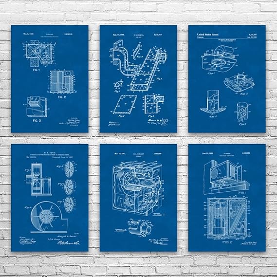 Amazon.com: HVAC Patent Posters Set of 6 (8x10), Contractor Gift, Ac ...