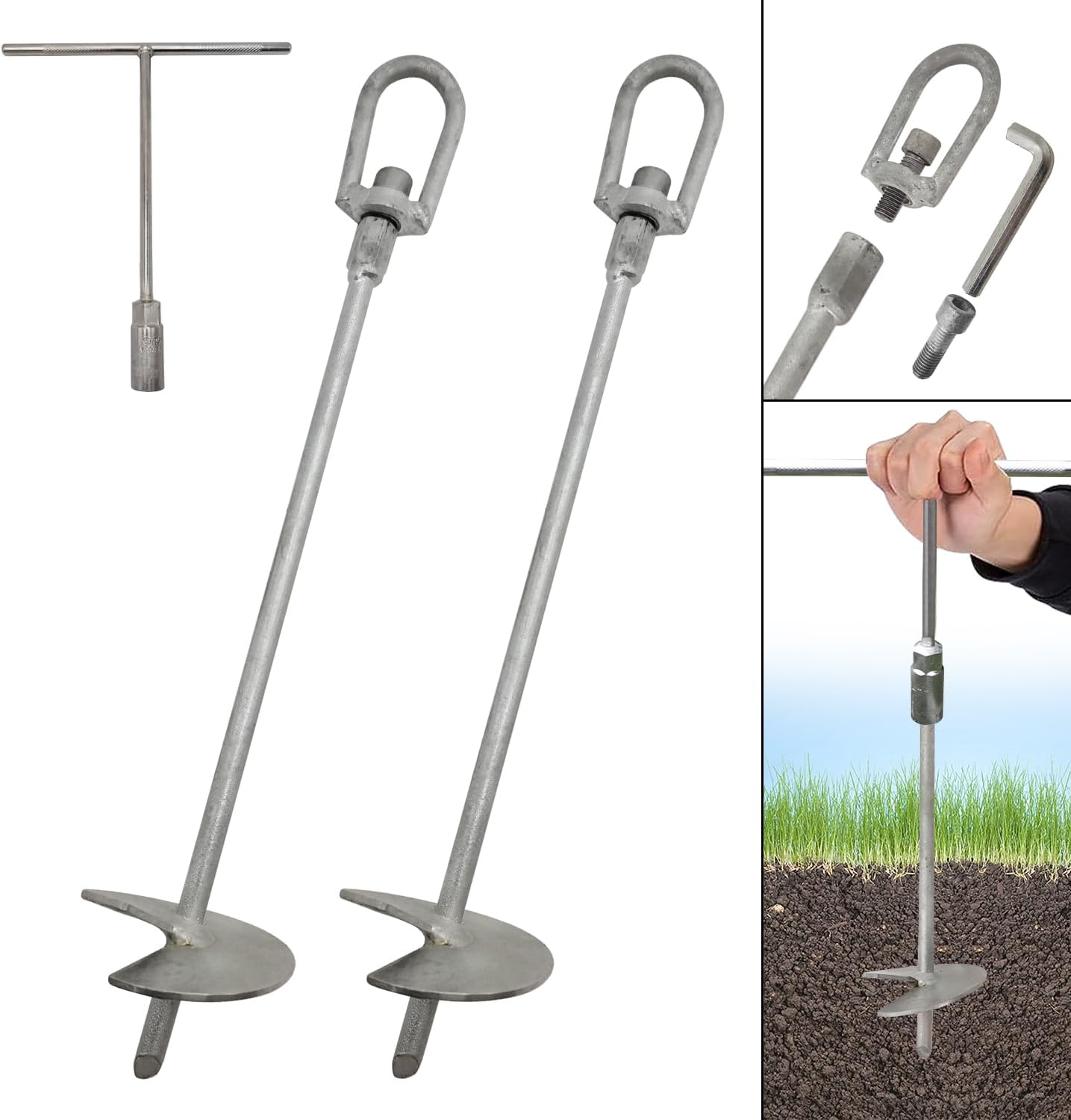 Amazon.com : Grip 12" Twist Anchor Tent Stake - Heavy Duty, Trampoline ...