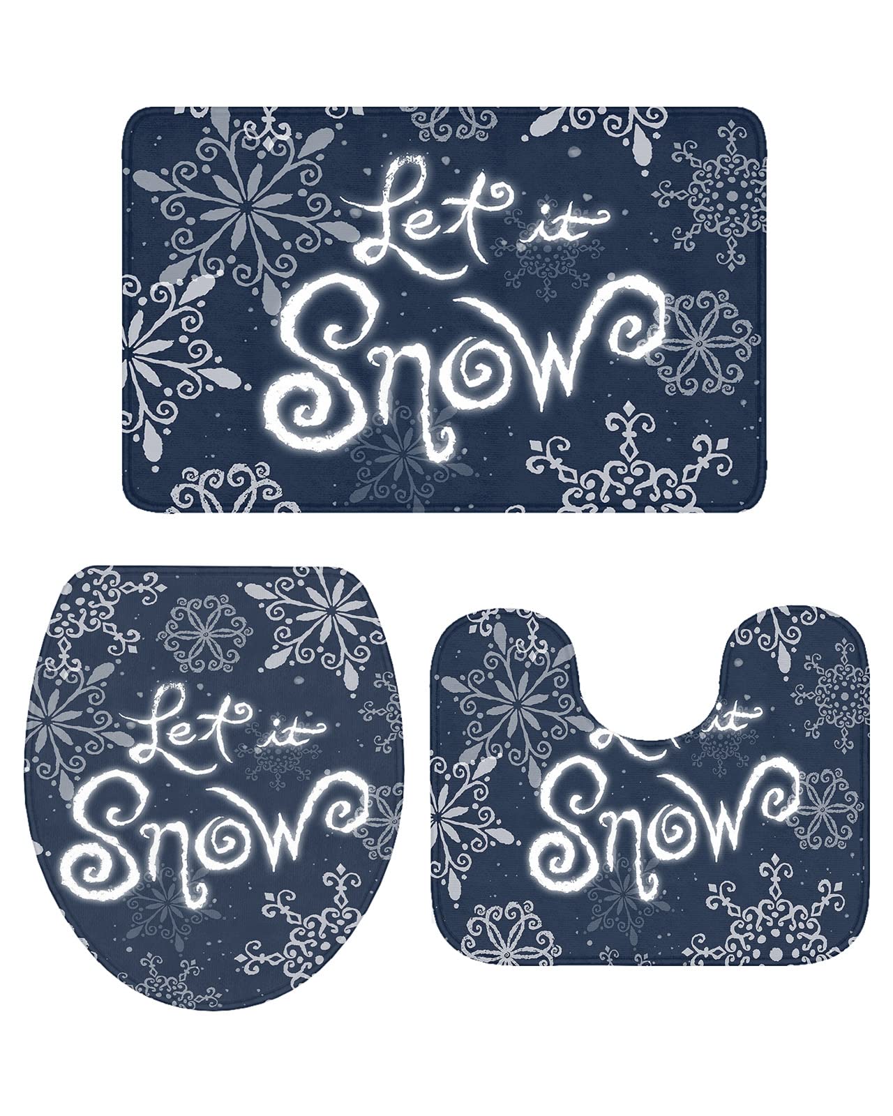 Amazon.com: LooPoP Christmas Bathroom Rugs and Mats Sets 3 Piece Navy ...