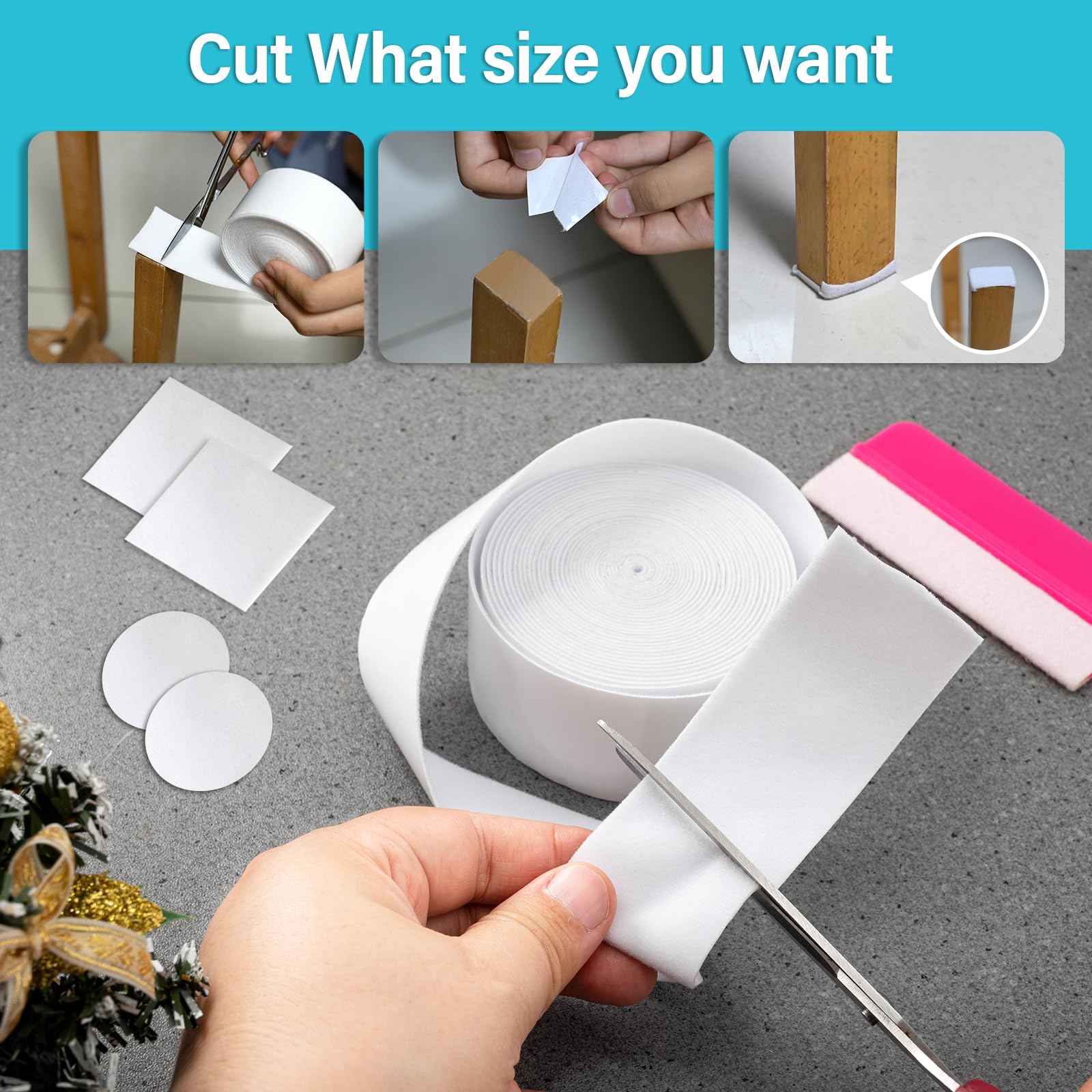 Snapklik.com : Adhesive Felt Tape Vinyl Squeegee Buffer White Self ...