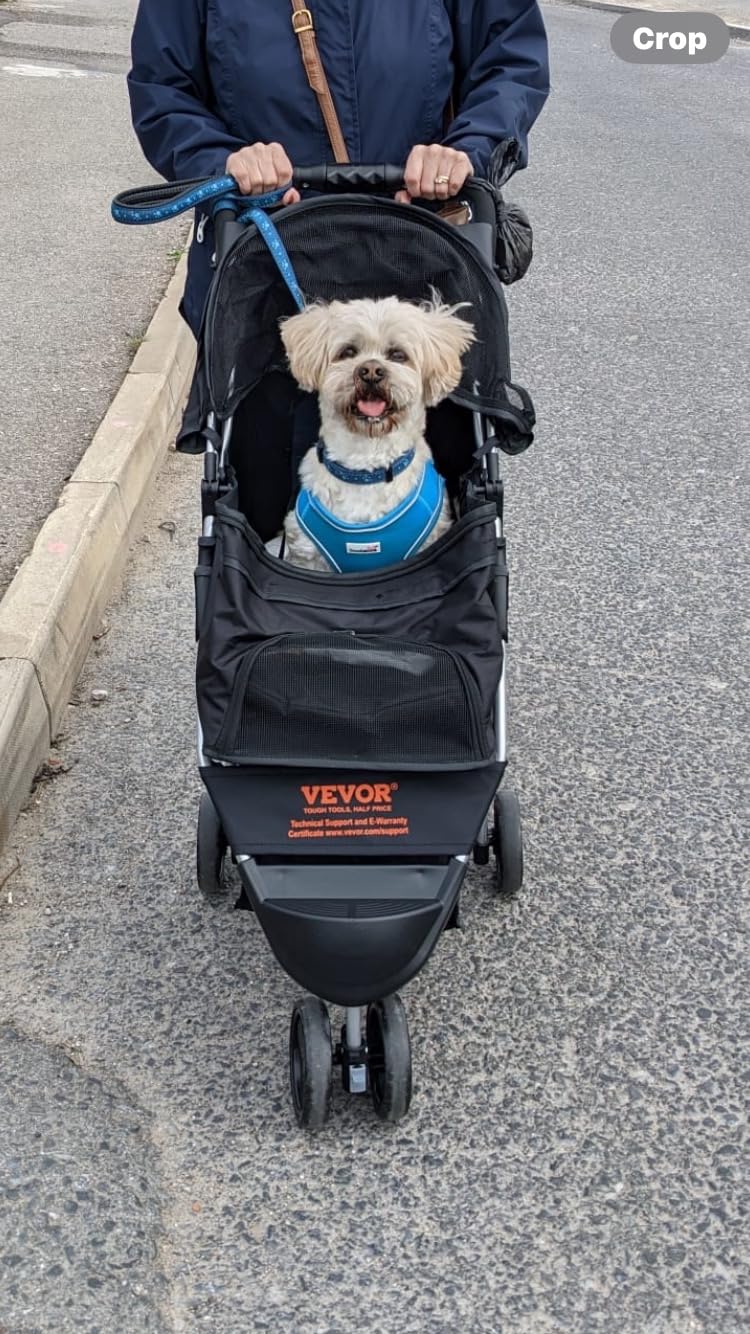 VEVOR Pet Stroller, 3 Wheels Dog Stroller Rotate with Brakes, 35lbs ...