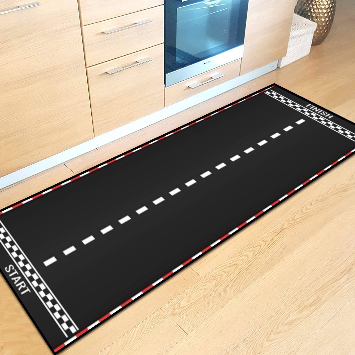 Area Runner Rug 2x6 Ft Race Track with Start and Finish line Car or ...