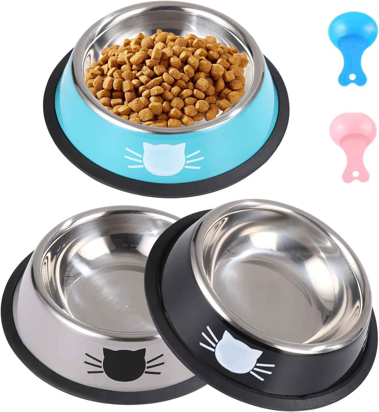Katzennapf 3er Set + Katzenspielzeug, Futternapf Katze, Edelstahl ...
