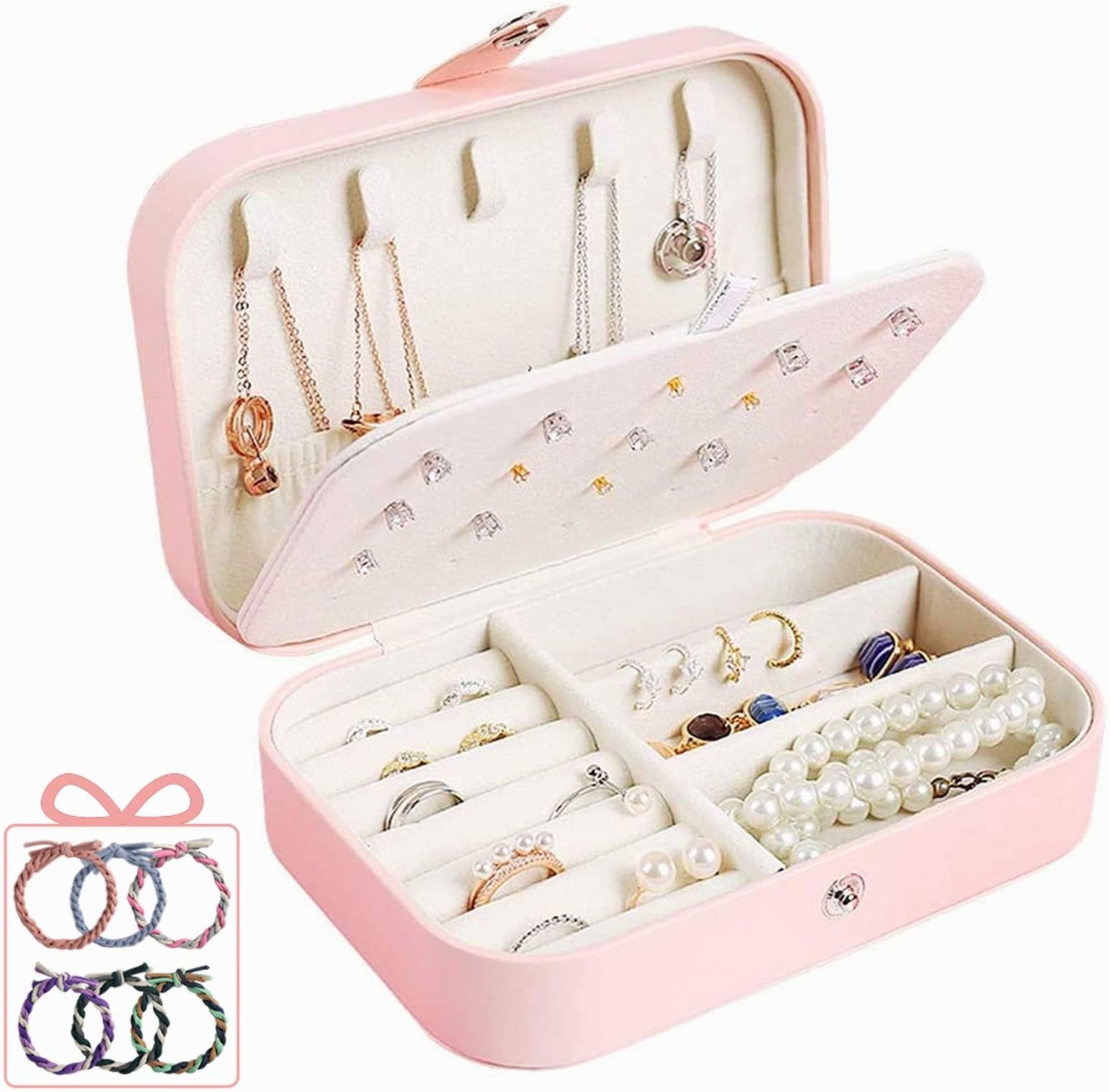 Kalitus Leather Mini Jewelry Travel Case Small Travel Jewelry Organizer ...