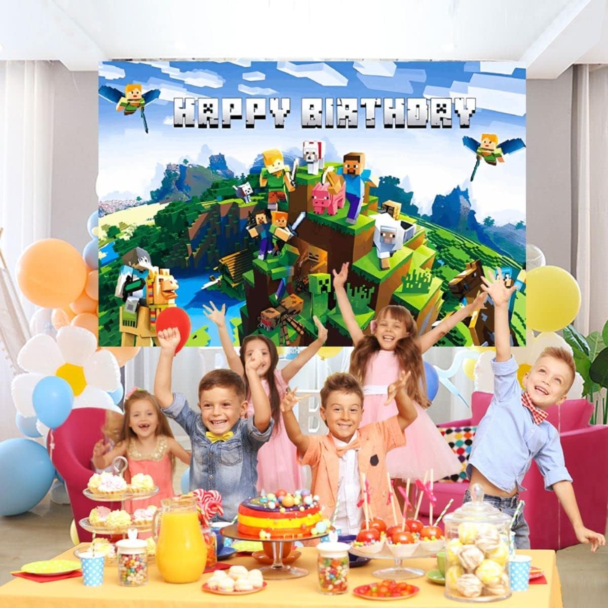 Amazon.com : Pixel Game Birthday Party Banner Birthday Party ...