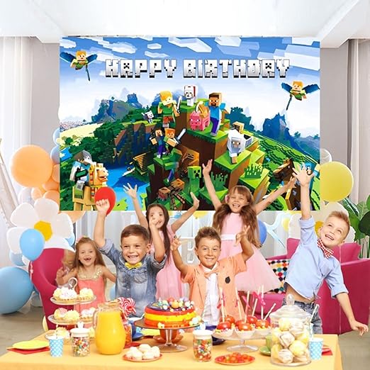 Amazon.com : Pixel Game Birthday Party Banner Birthday Party ...