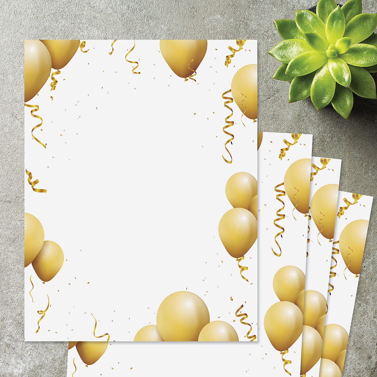 Snapklik.com : Gold Balloons Birthday Letter Papers-25 Sheets