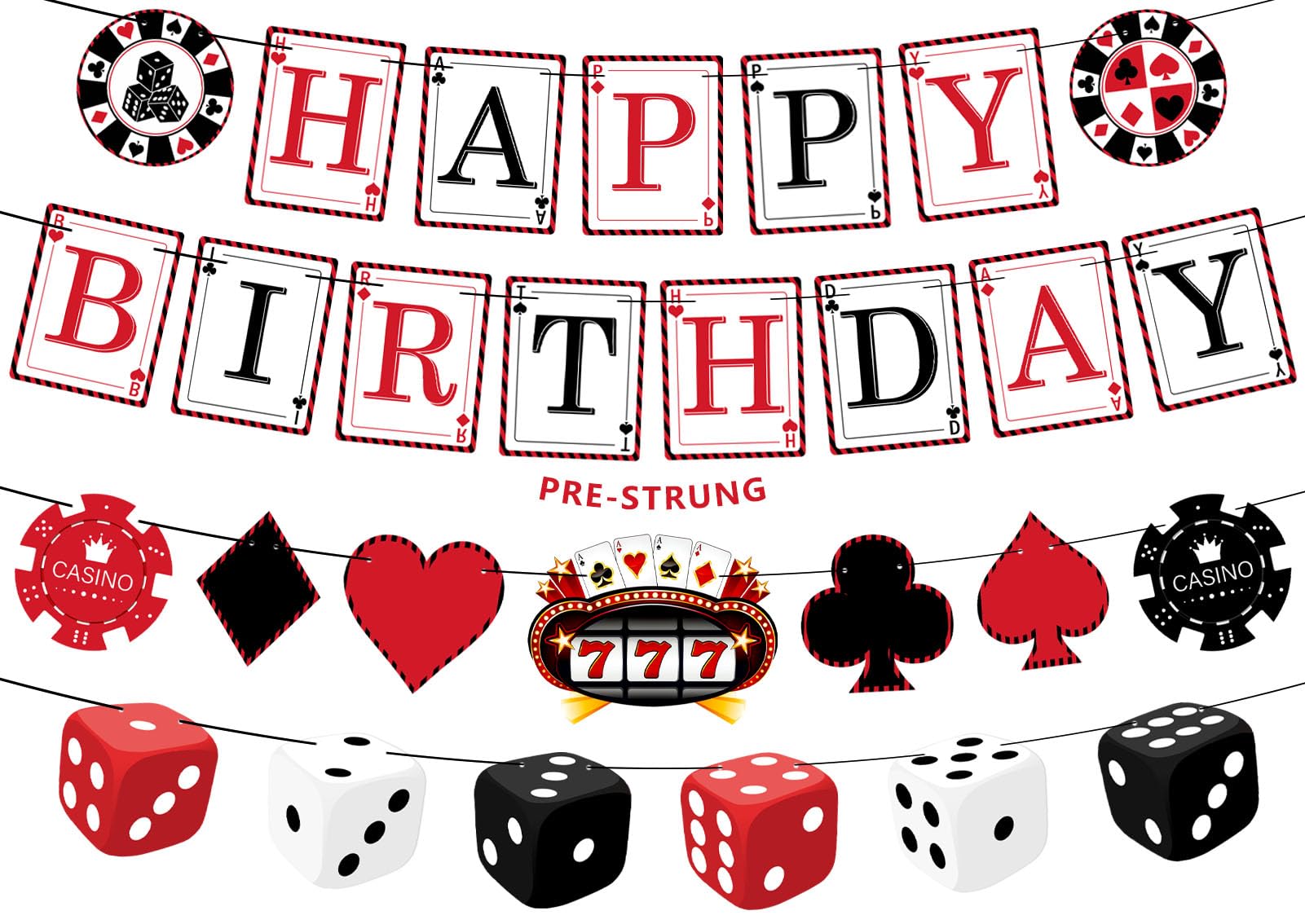 Amazon.com: Hiyimipty Pre-Strung Poker Party Decorations, NO DIY Casino ...