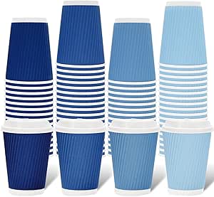 Amazon.com: Whaline 100Pcs Summer Dusty Blue Disposable Coffee Cups ...