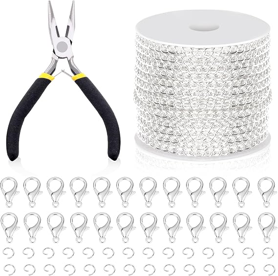 Amazon.com: Swpeet 102Pcs Silver 3mm by 10 Yard Length Jewelry Making ...
