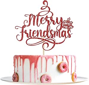 Amazon.com: Merry Friendsmas Cake Topper, Merry Chiristmas Party Decor ...