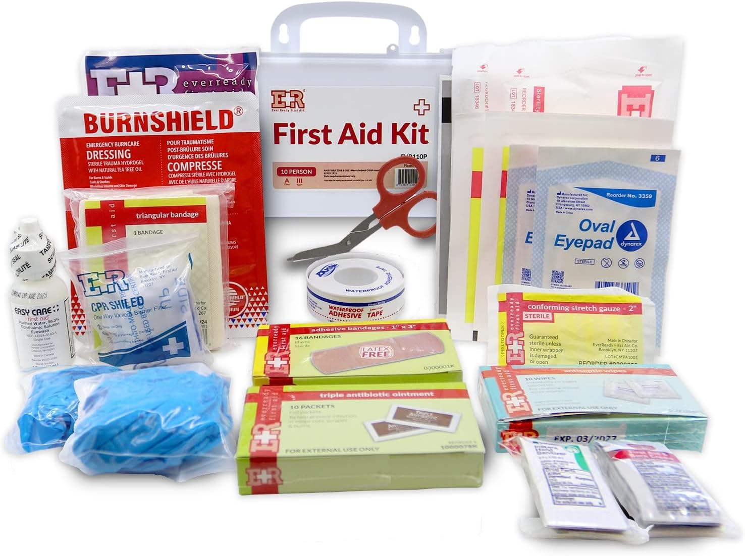 Amazon.com: Ever Ready First Aid 10 Person First Aid Kit with Plastic ...