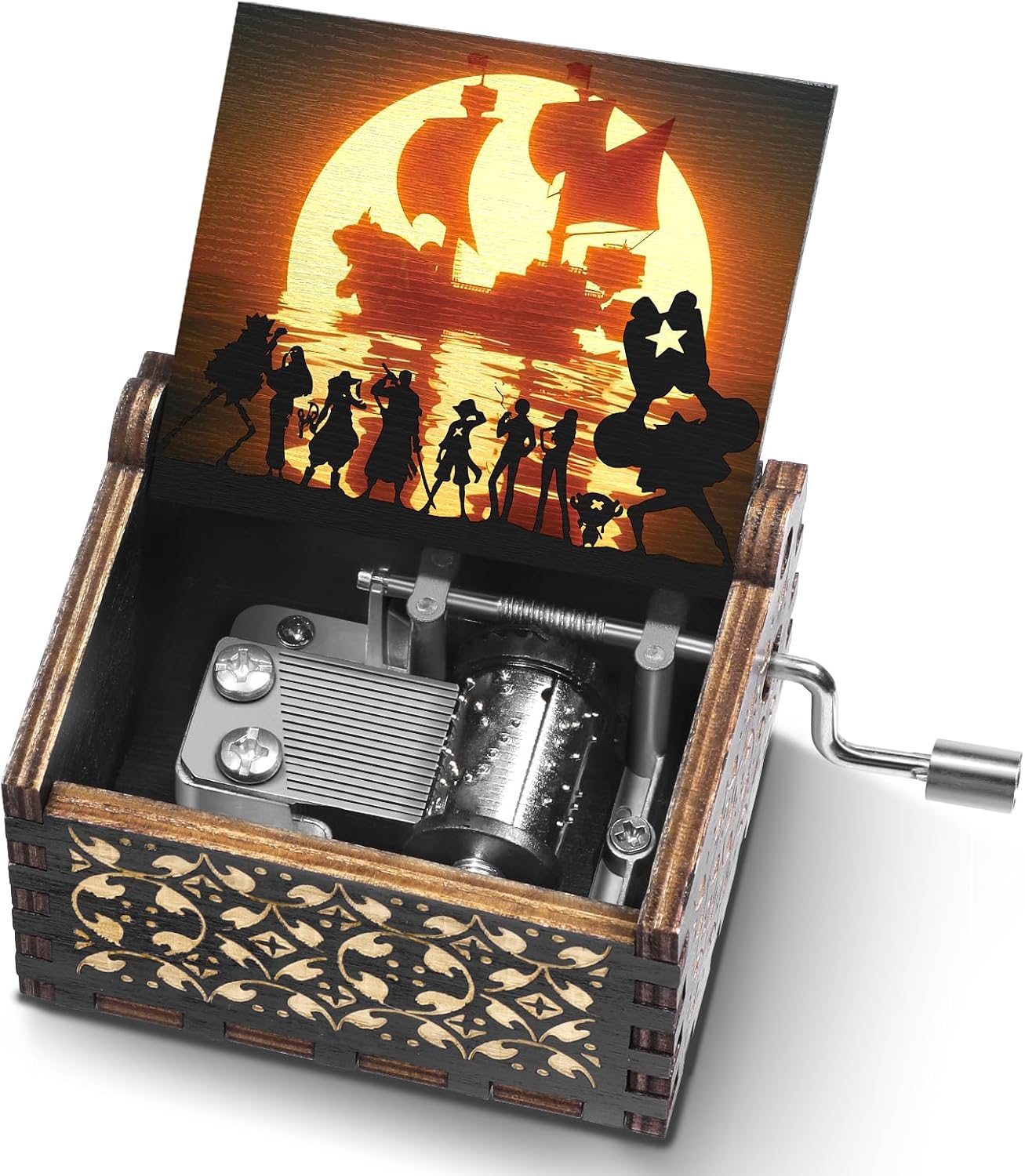 Amazon.com: Jupswan Anime Wooden Music Box for Friend - Hand Crank ...