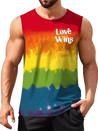 Amazon.com: PICKID Pride Tank Top Men: Gay Pride T-Shirts LGBTQ Outfits ...