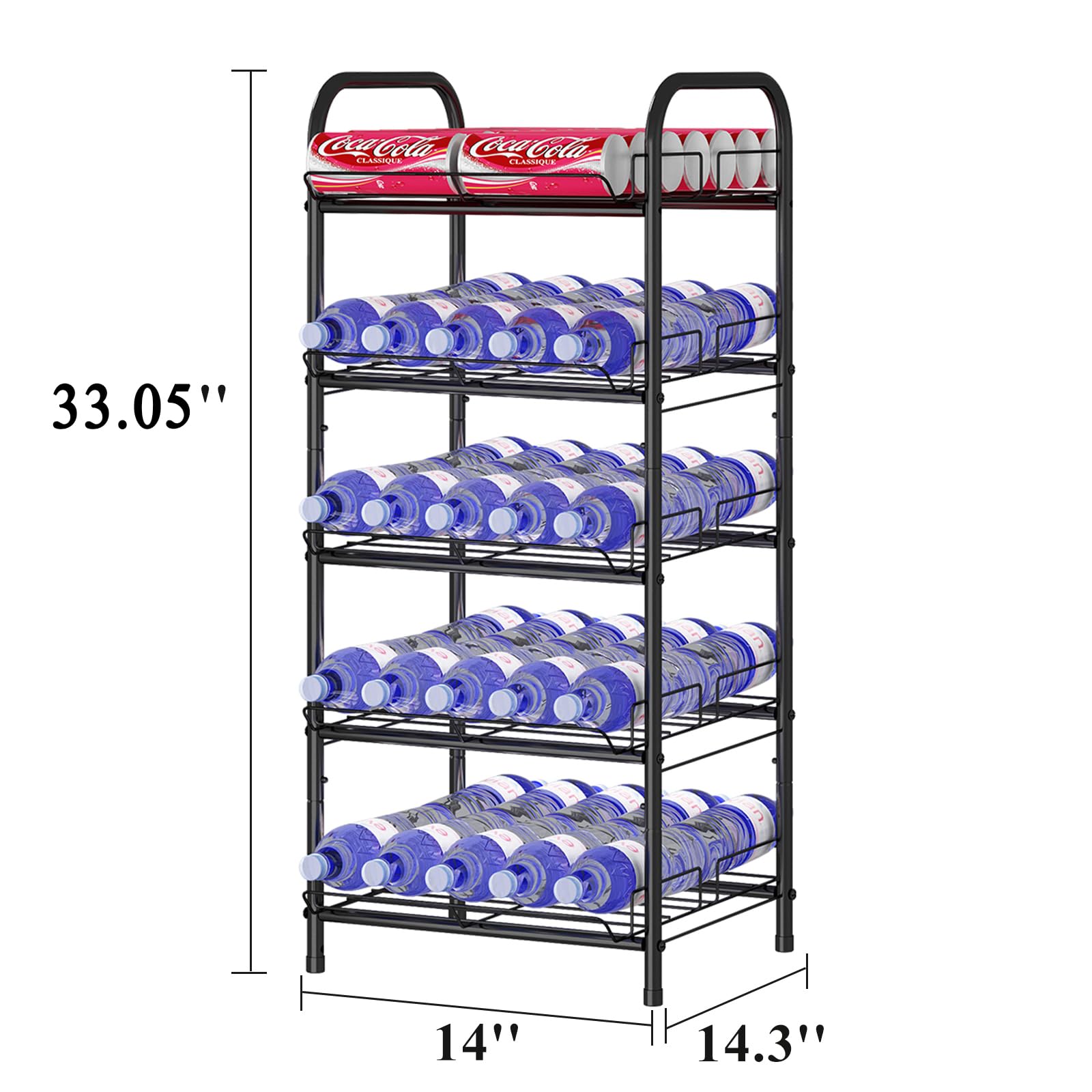 5 Tier Water Bottle Storage Rack,Metal Beverage Can Rack,Large Capacity ...
