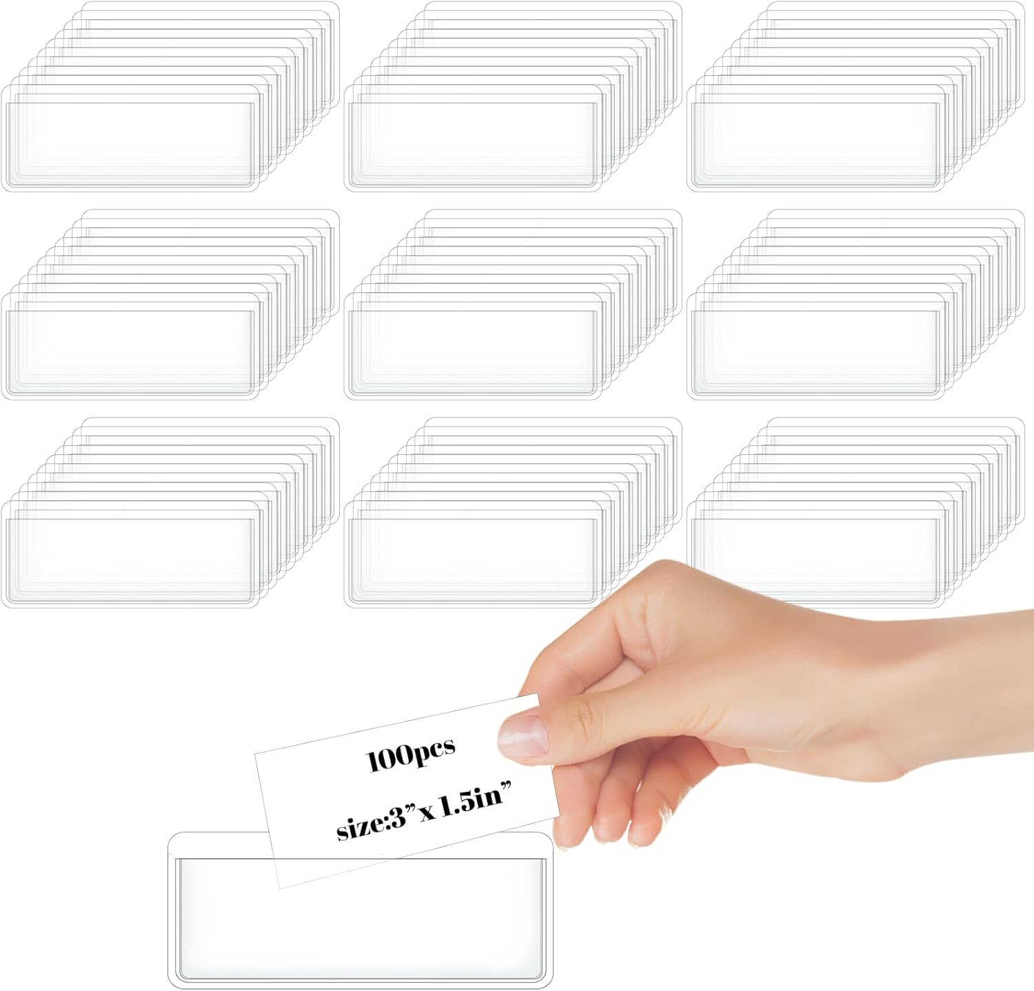 Amazon.com: KFHENSOMR 100Pcs Label Holder Self Adhesive Clear Pocket ...