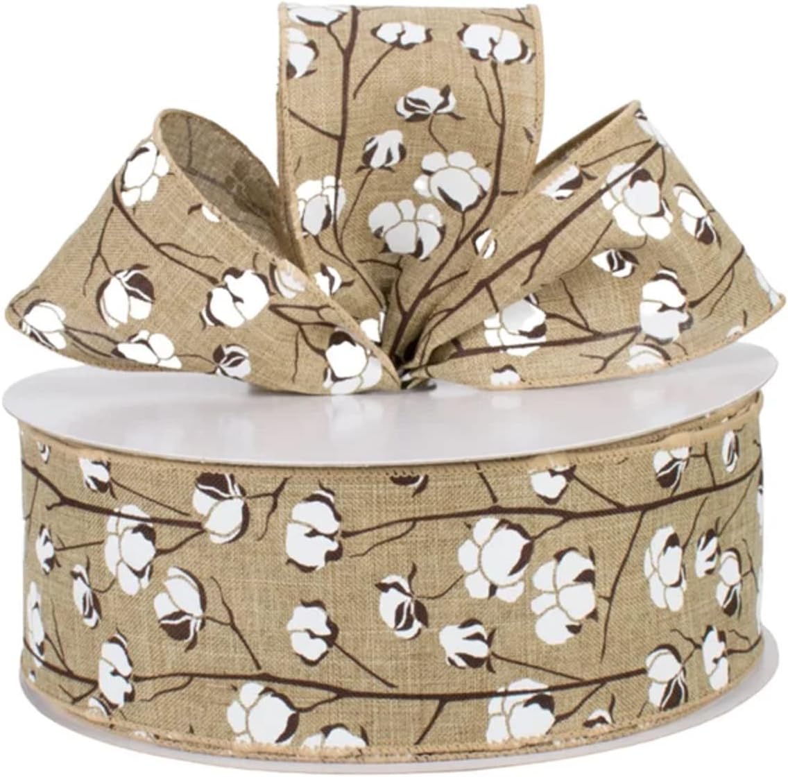 Amazon.com: Cotton Boll Pod Natural Wired Ribbon, Gift Wrap, Make ...