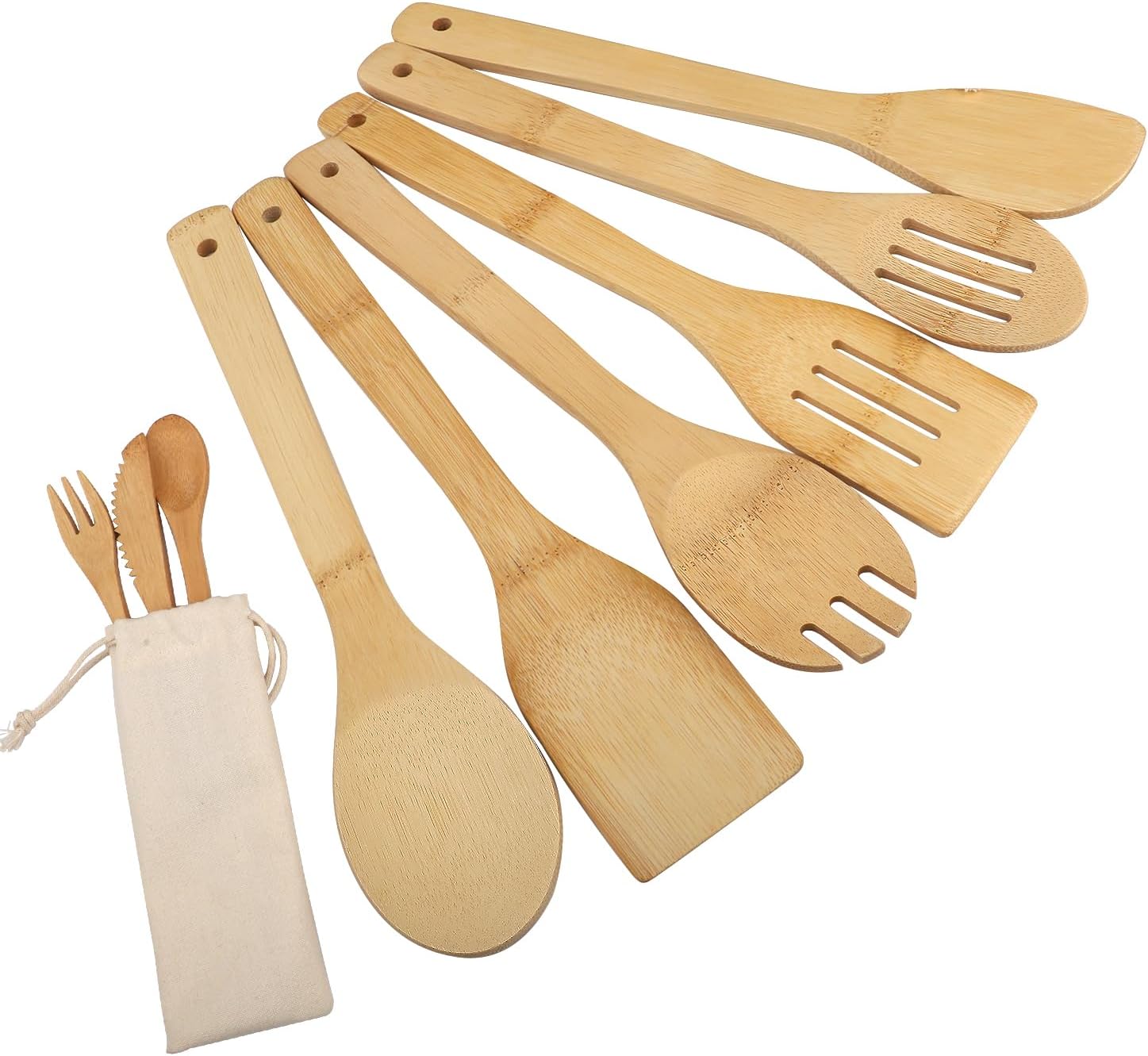 Amazon.com: Uheink 4Pcs Unvarnished Beechwood Spoon And Slotted Spatula ...
