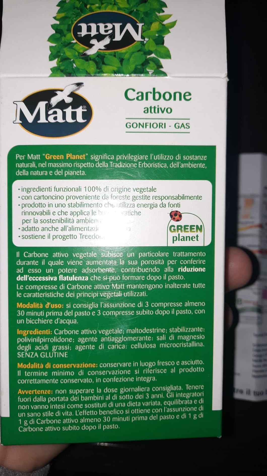 Matt, Carbone Attivo Vegetale, Integratore Alimentare a Base di Carbone ...